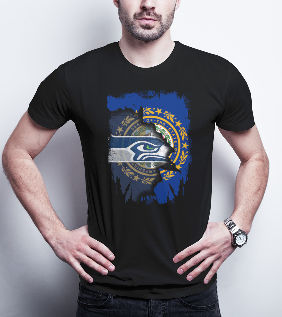 Seahawks Logo Overlay With New Hampshire State Seal T-Shirt