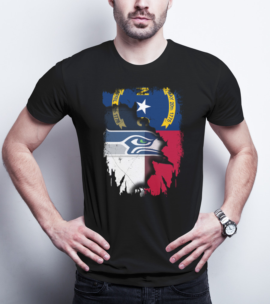 Together North Carolina Flag With Seattle Seahawks T-Shirt
