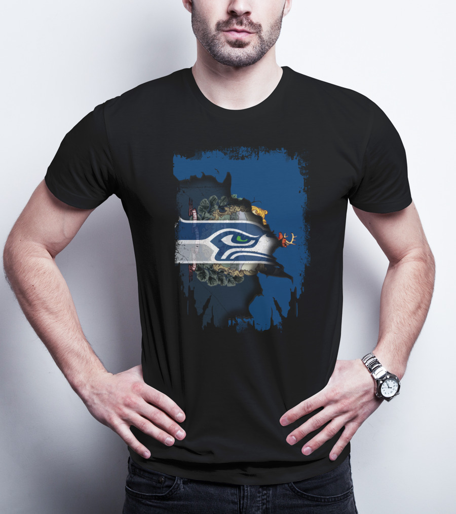 Seahawks Logo With Vermont State Emblem Integration T-Shirt