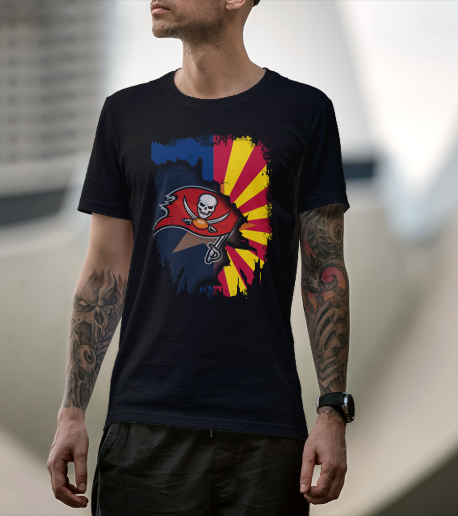 Arizona State Flag And Buccaneers Logo Together T-Shirt