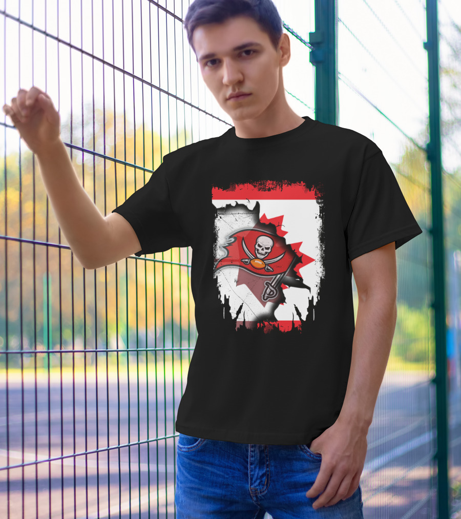 Canada Flag Buccaneers Football Fusion T-Shirt