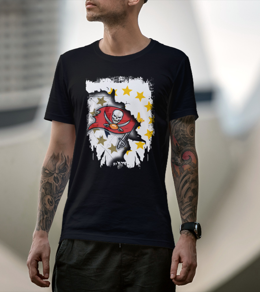 Together Rhode Island With Buccaneers Flag And Stars T-Shirt