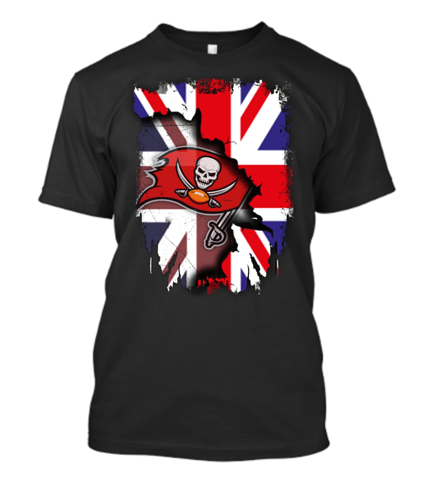 United Kingdom Flag With Buccaneers Skull And Swords T-Shirt