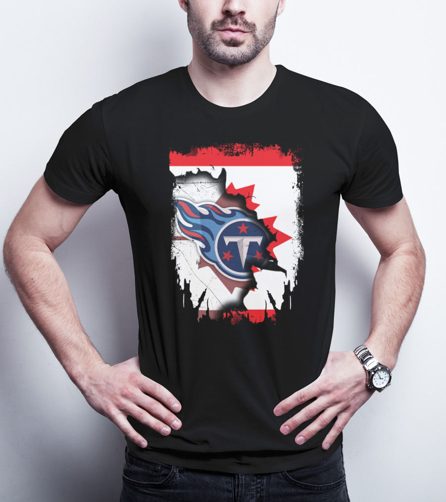Canada Titans NFL Collaboration With Canadian Flag And Tennessee T-Shirt