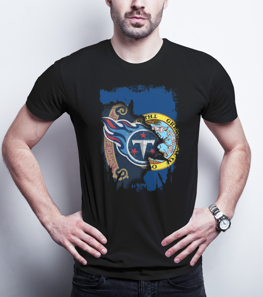 Together Idaho State Seal With Tennessee Titans Logo Fusion T-Shirt