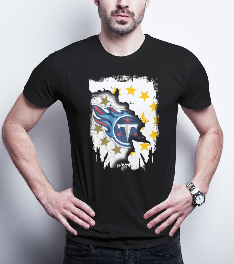 Titans Logo With Rhode Island State Flag Stars T-Shirt