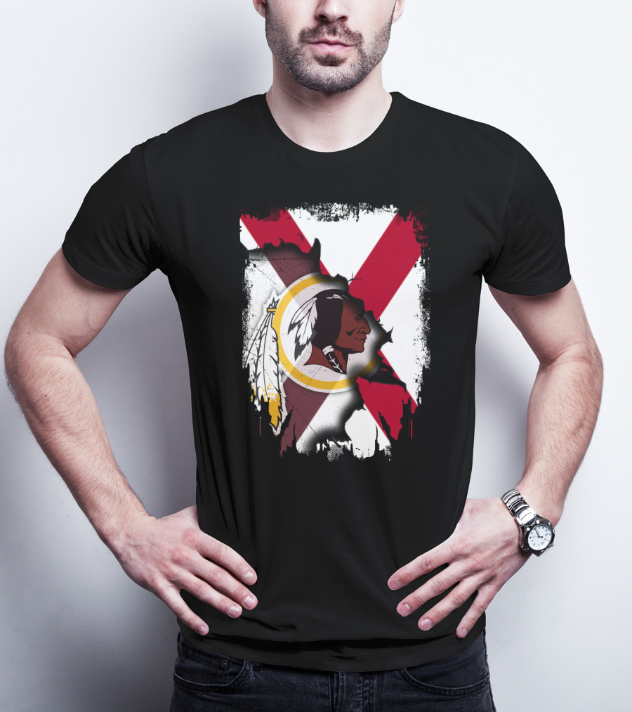 Alabama Flag Overlay With Washington Redskins T-Shirt