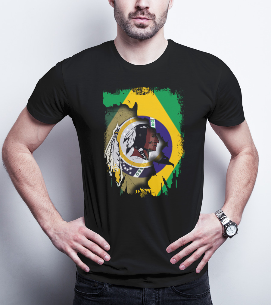 Together Brazil Flag With Redskins Football Team T-Shirt
