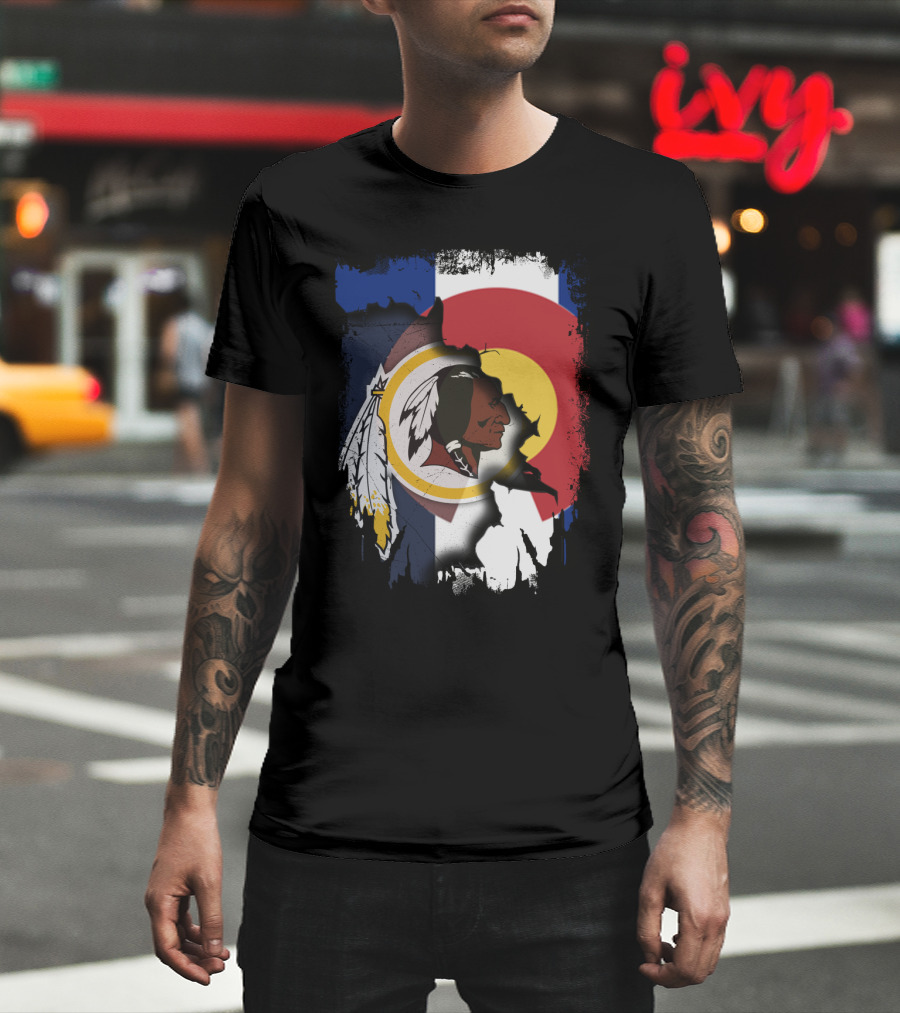 Colorado Flag Redskins Logo Together T-Shirt