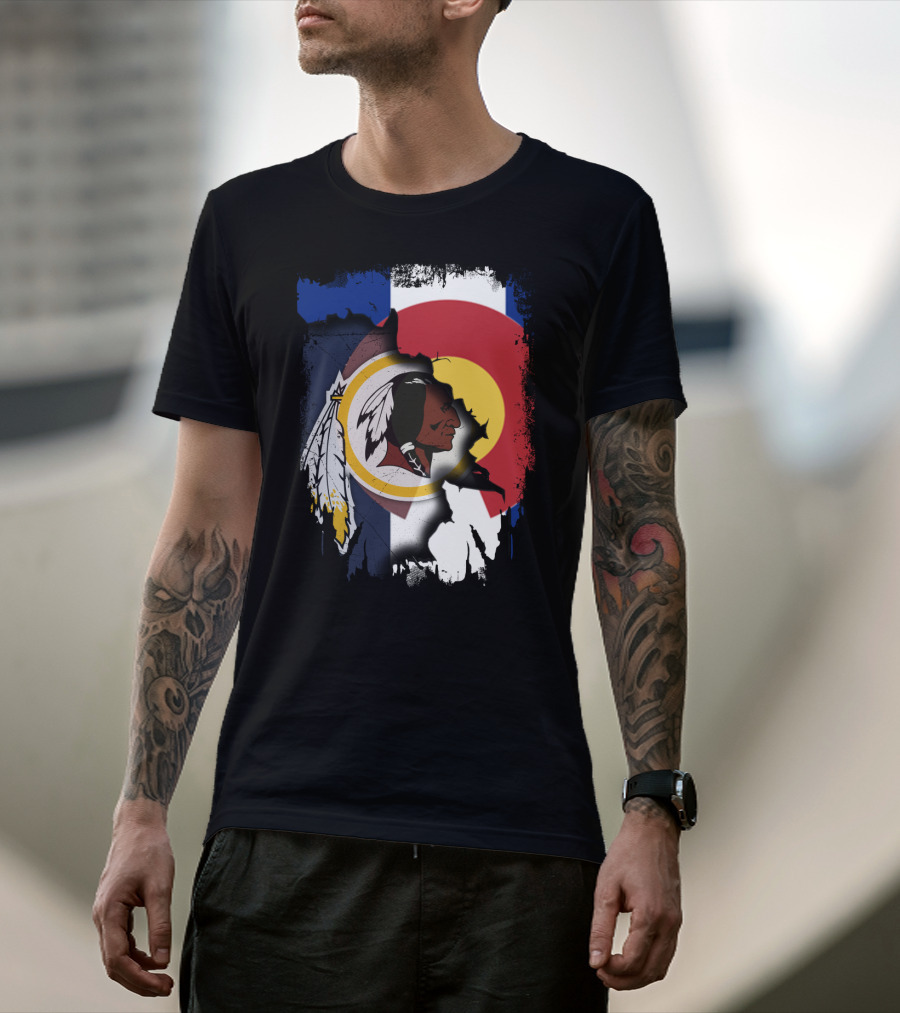Colorado Flag Redskins Logo Together T-Shirt