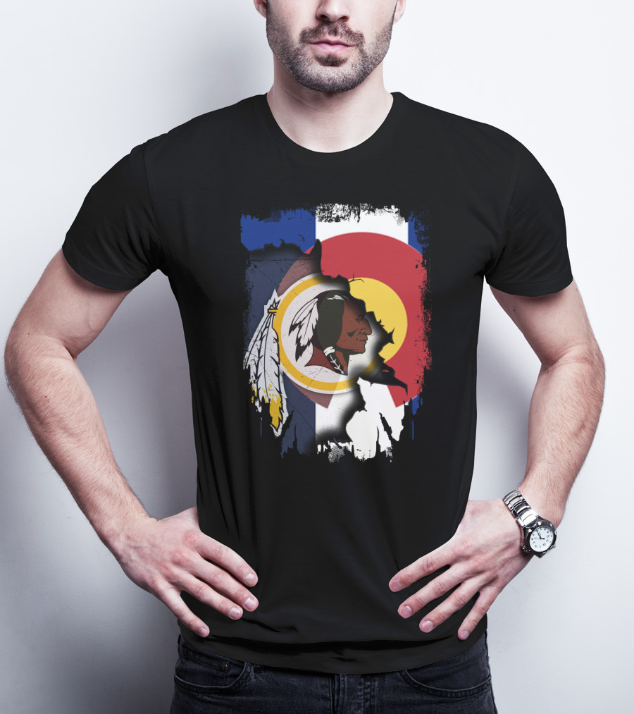 Colorado Flag Redskins Logo Together T-Shirt