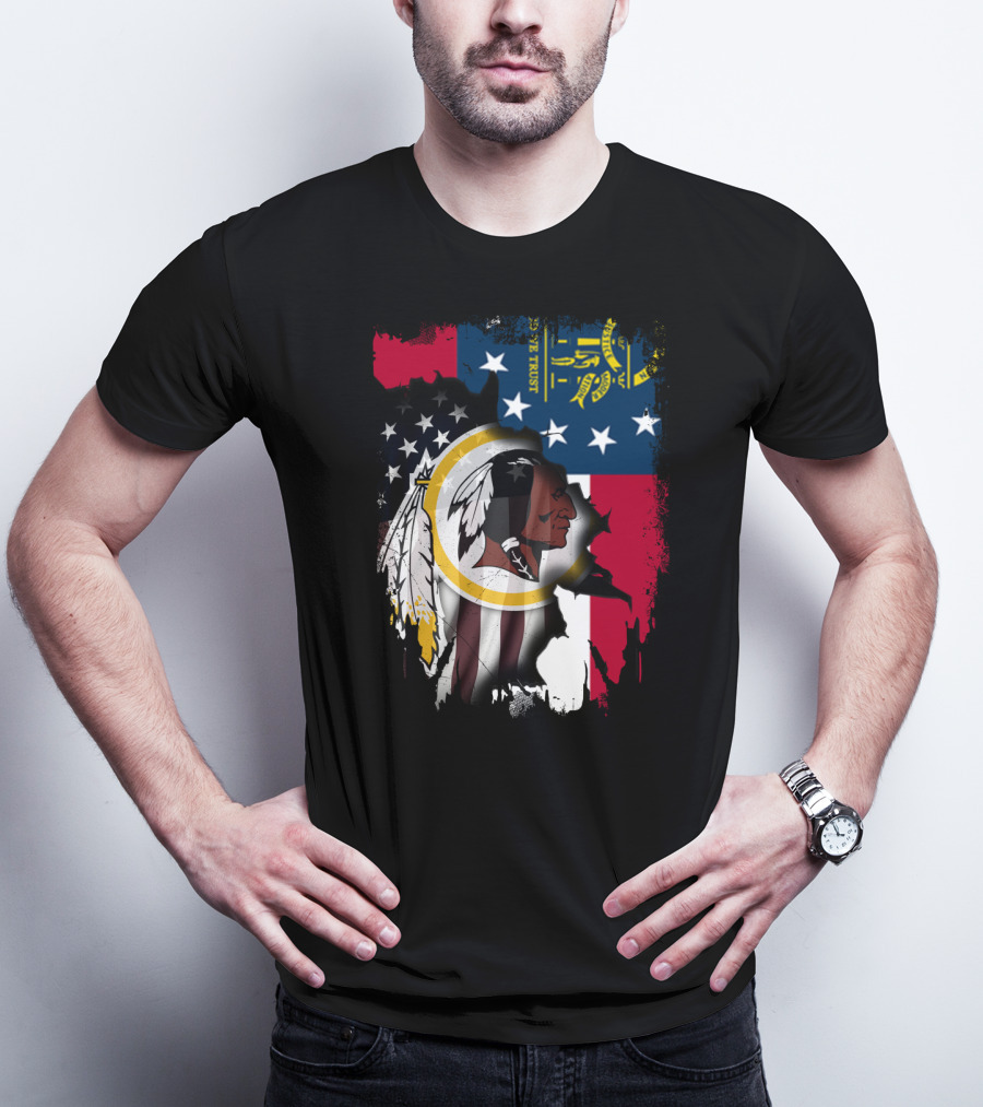 Georgia State Flag Merged With Washington Redskins T-Shirt