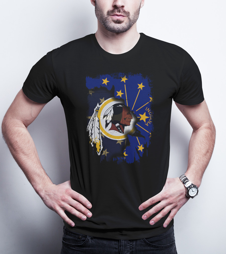 Indiana Stars And Redskins Logo Fusion T-Shirt