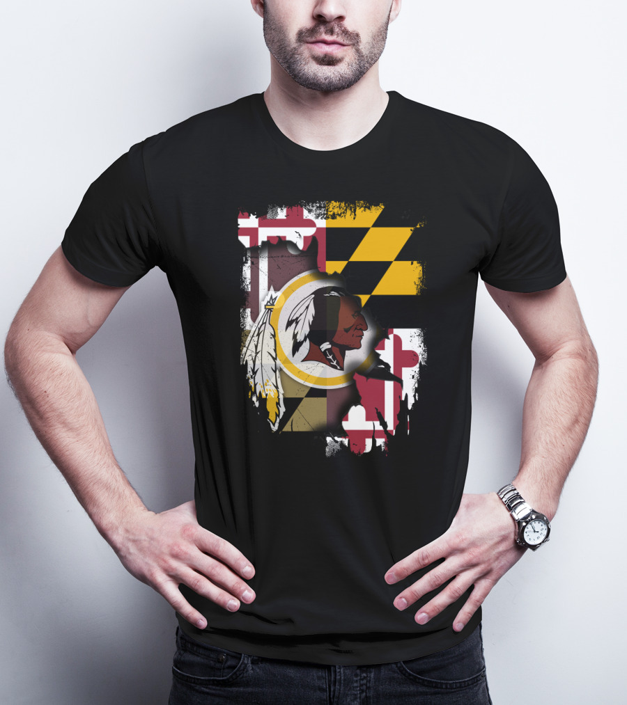 Maryland Flag With Washington Redskins T-Shirt