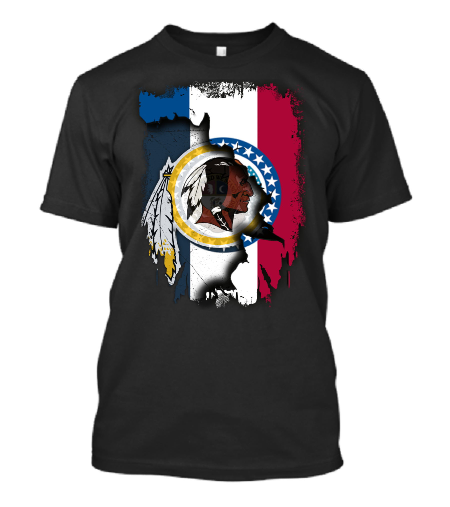Missouri Flag With Washington Redskins Logo Fusion T-Shirt