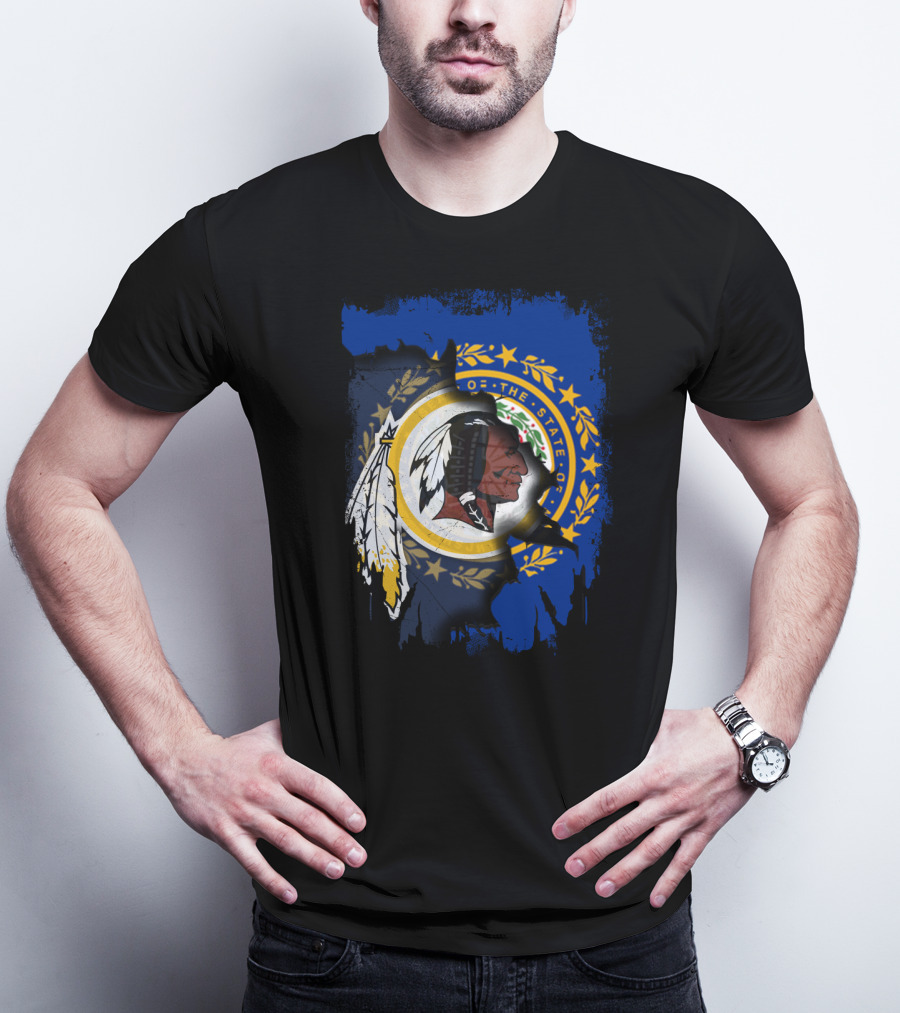 New Hampshire State Seal Blended With Historical Redskins T-Shirt