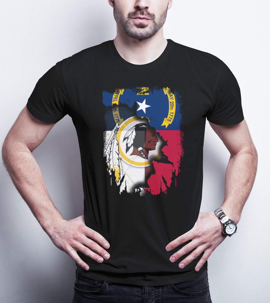 North Carolina State Flag Combined With Redskins T-Shirt