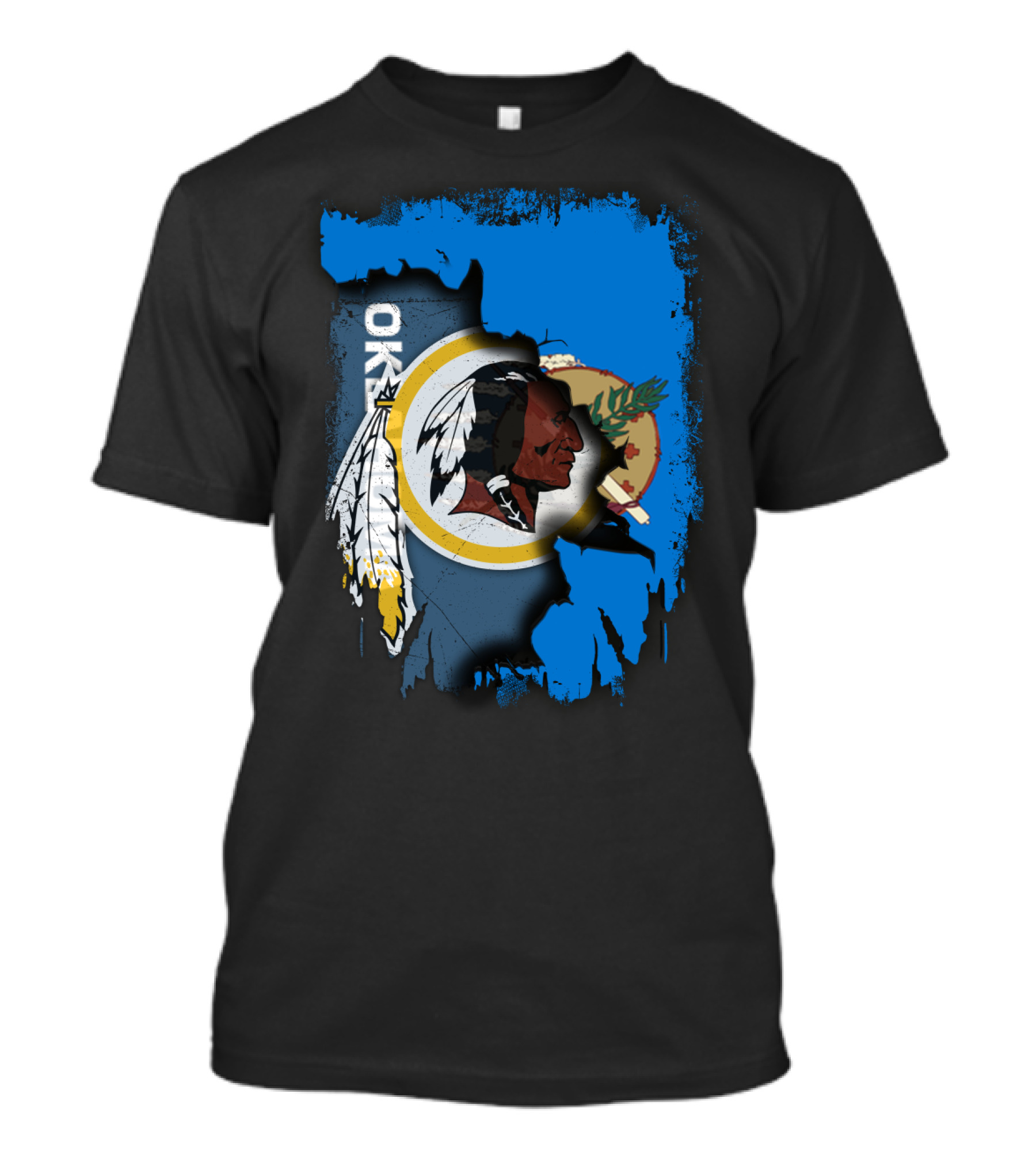 Oklahoma With Redskins Logo And Flag Elements T-Shirt