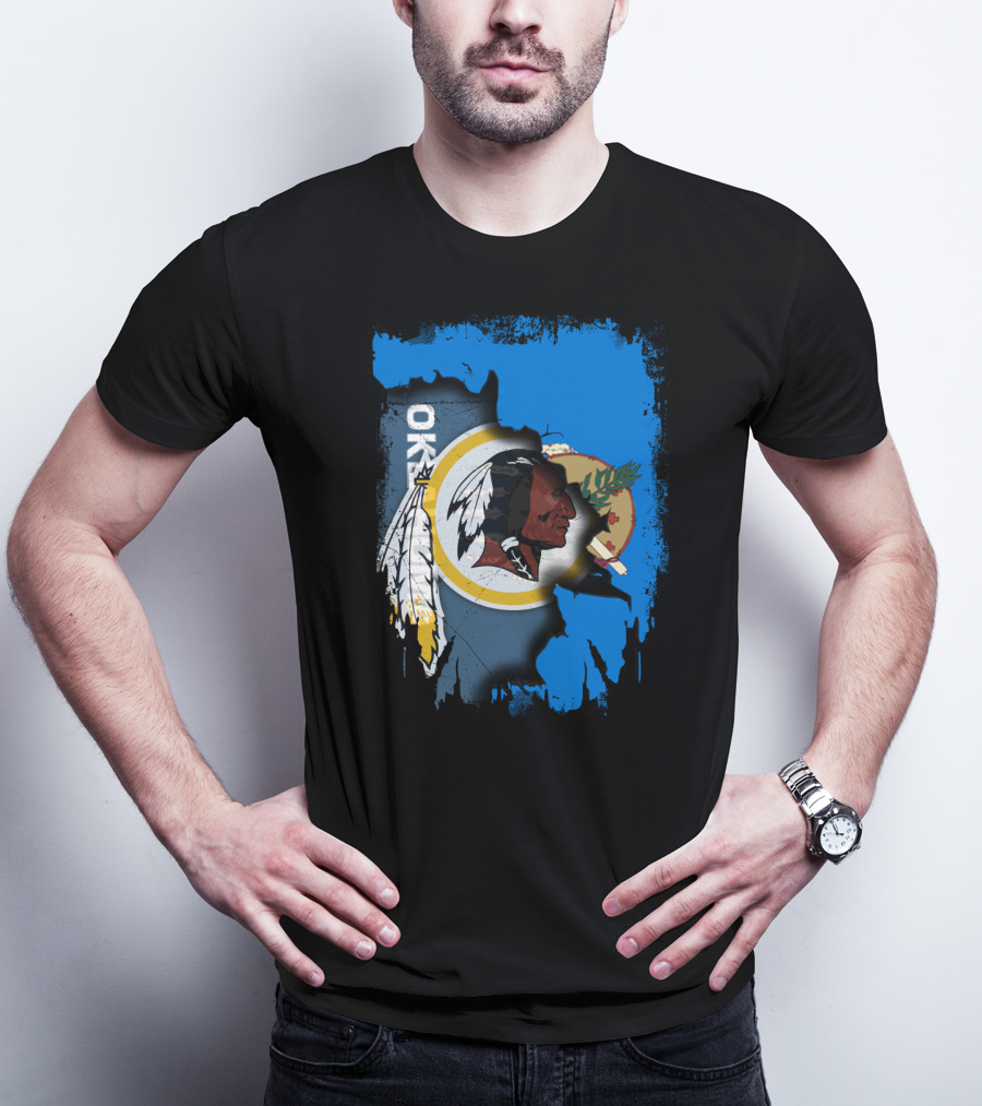 Oklahoma With Redskins Logo And Flag Elements T-Shirt