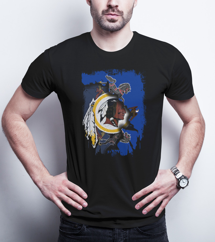 Together Pennsylvania Washington Redskins Logo With Two Black Knights Lions T-Shirt