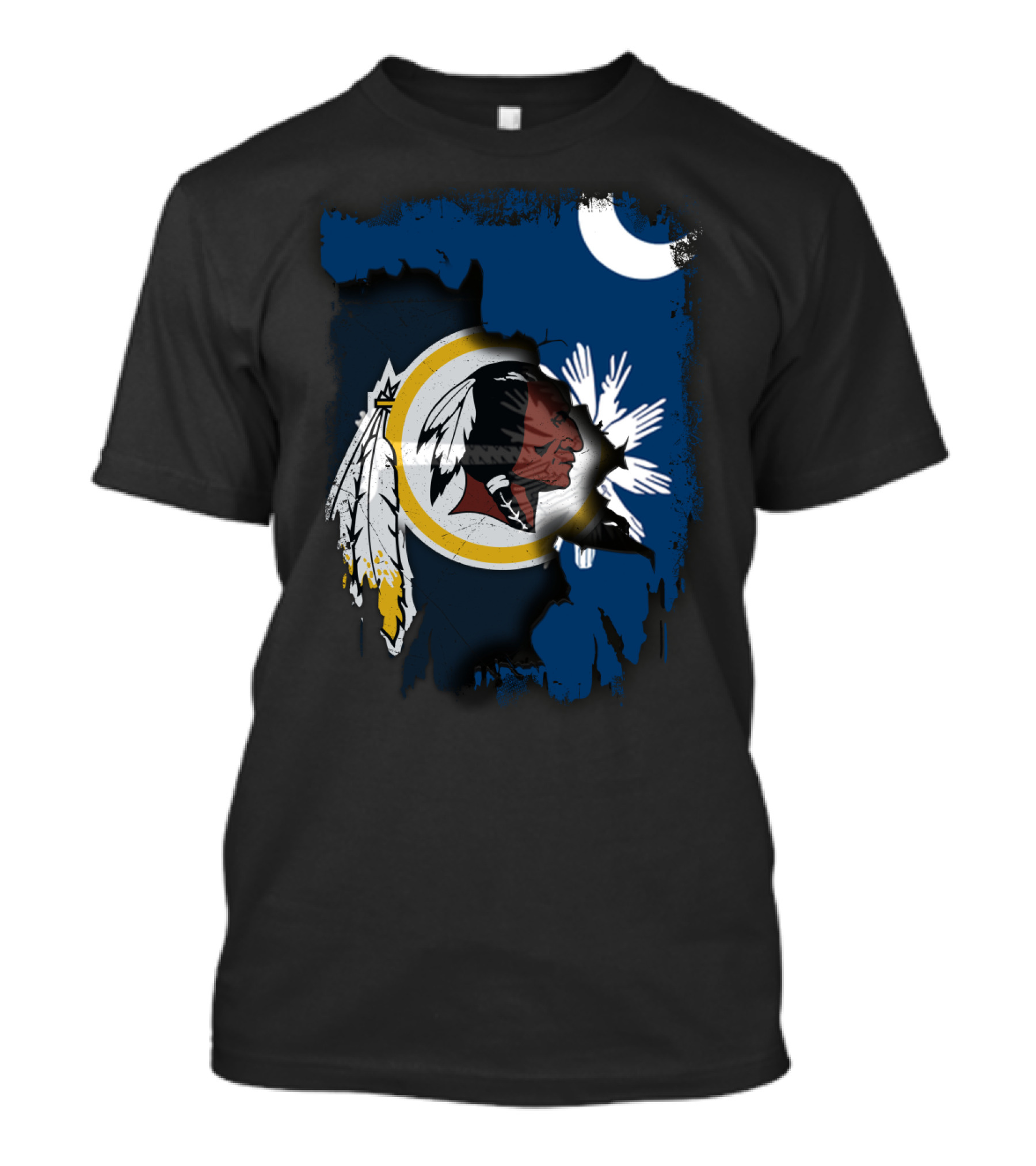 South Carolina And Redskins United With Palmetto And Crescent Moon T-Shirt