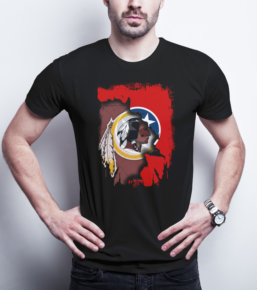 Tennessee Flag Overlay With Redskins Logo T-Shirt