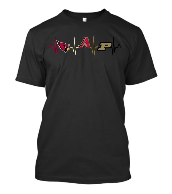 Love Cardinals Diamondbacks Purdue Heartbeat T-Shirt