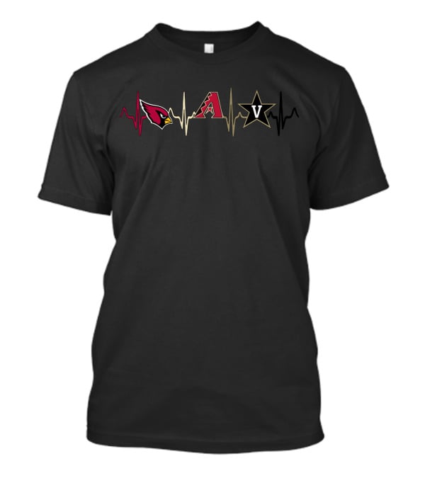Cardinals Diamondbacks Vanderbilt Logo Heartbeat T-Shirt