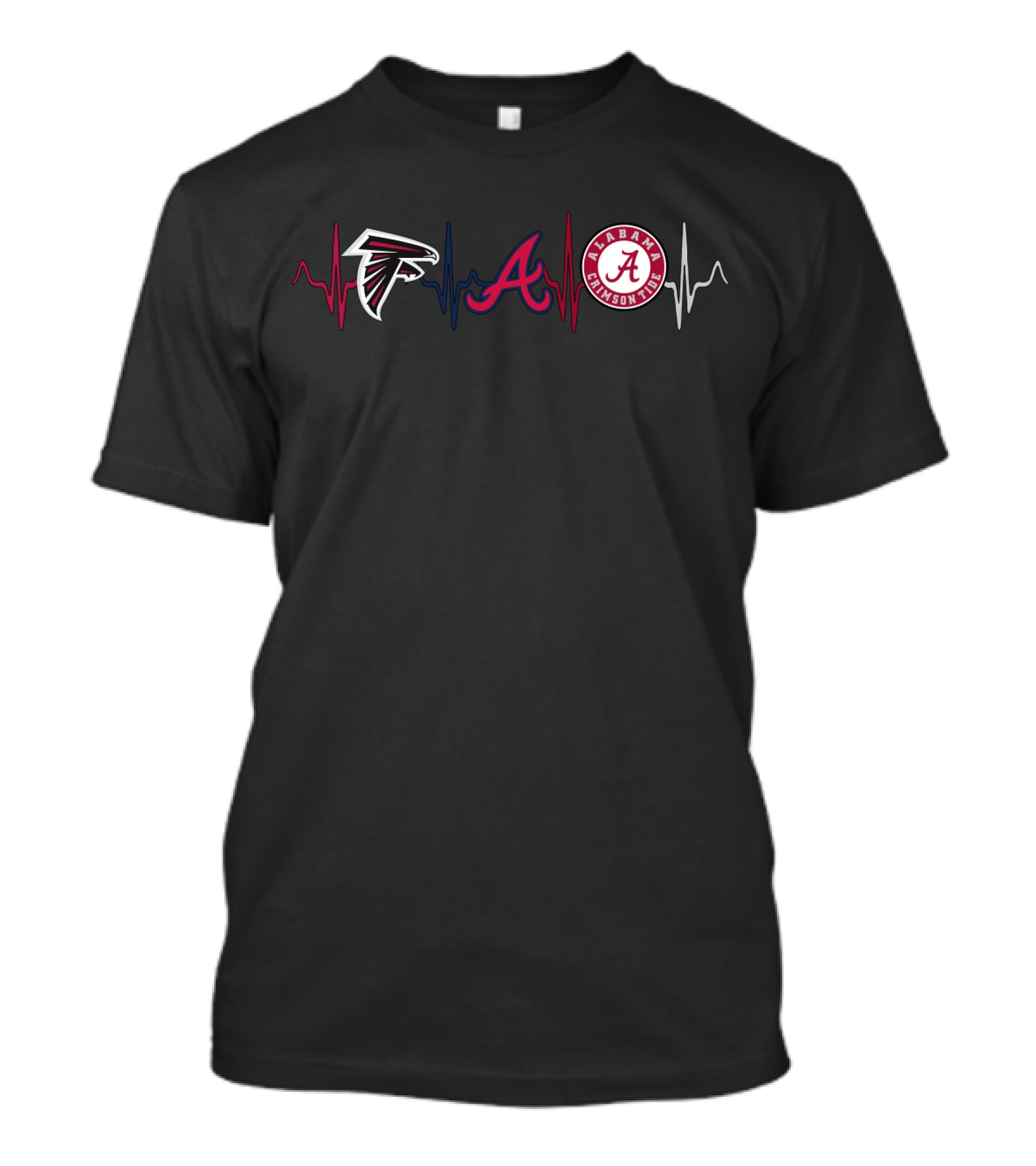 Falcons Braves Alabama Crimson Tide Heartbeat T-Shirt