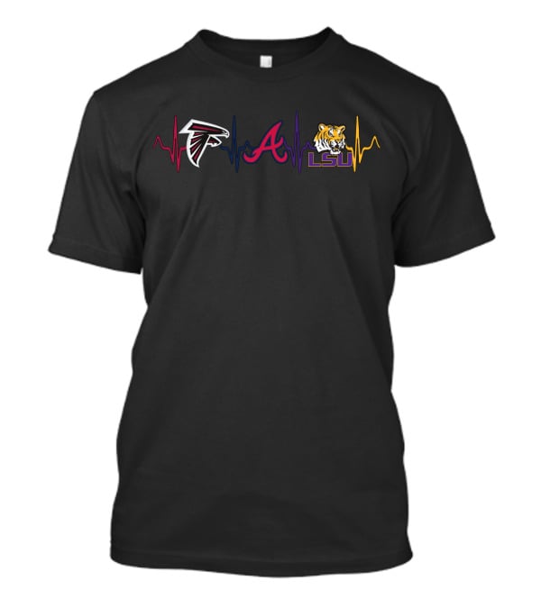 Atlanta Falcons Braves Lsu Tigers Heartbeat T-Shirt