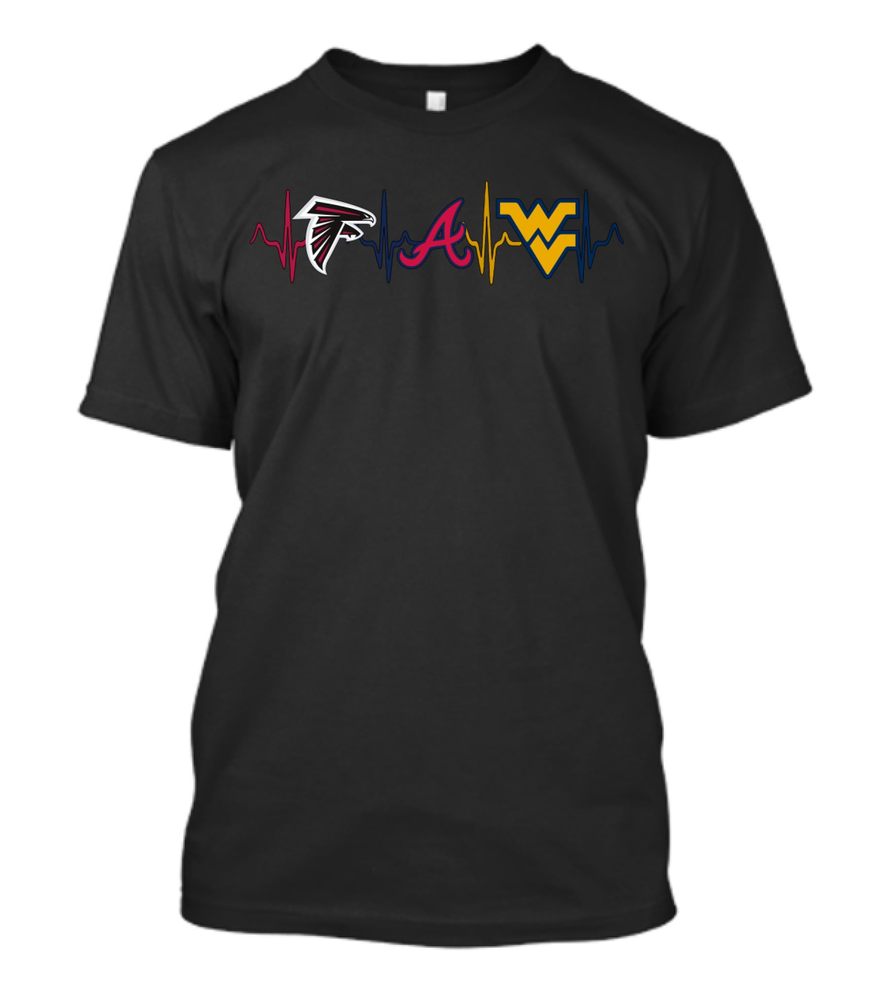 Love Falcons Braves Wvm Heartbeat Logo Nfl Mlb College Sports Fans T-Shirt