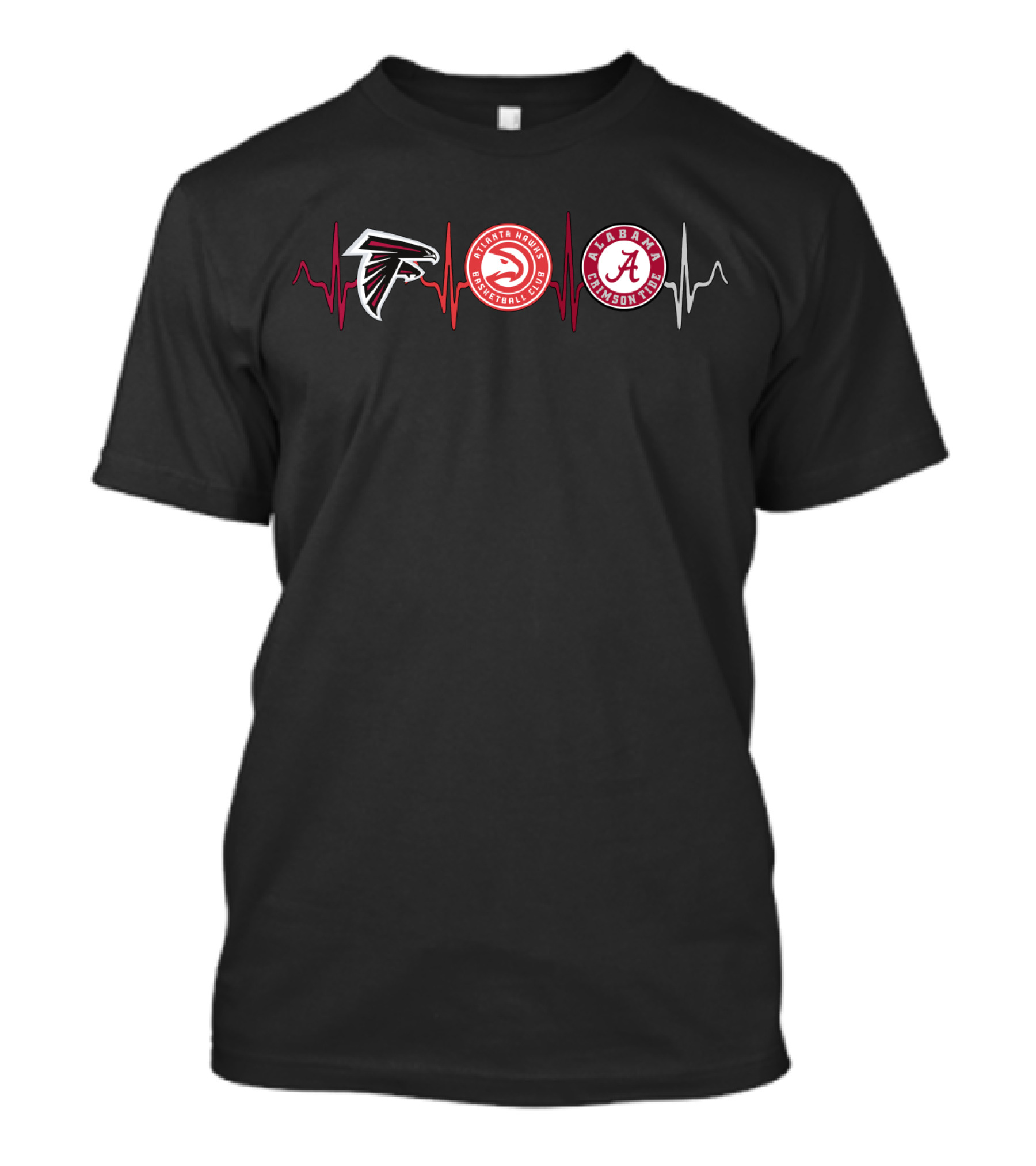 Atlanta Falcons Hawks Alabama Crimson Tide Heartbeat T-Shirt