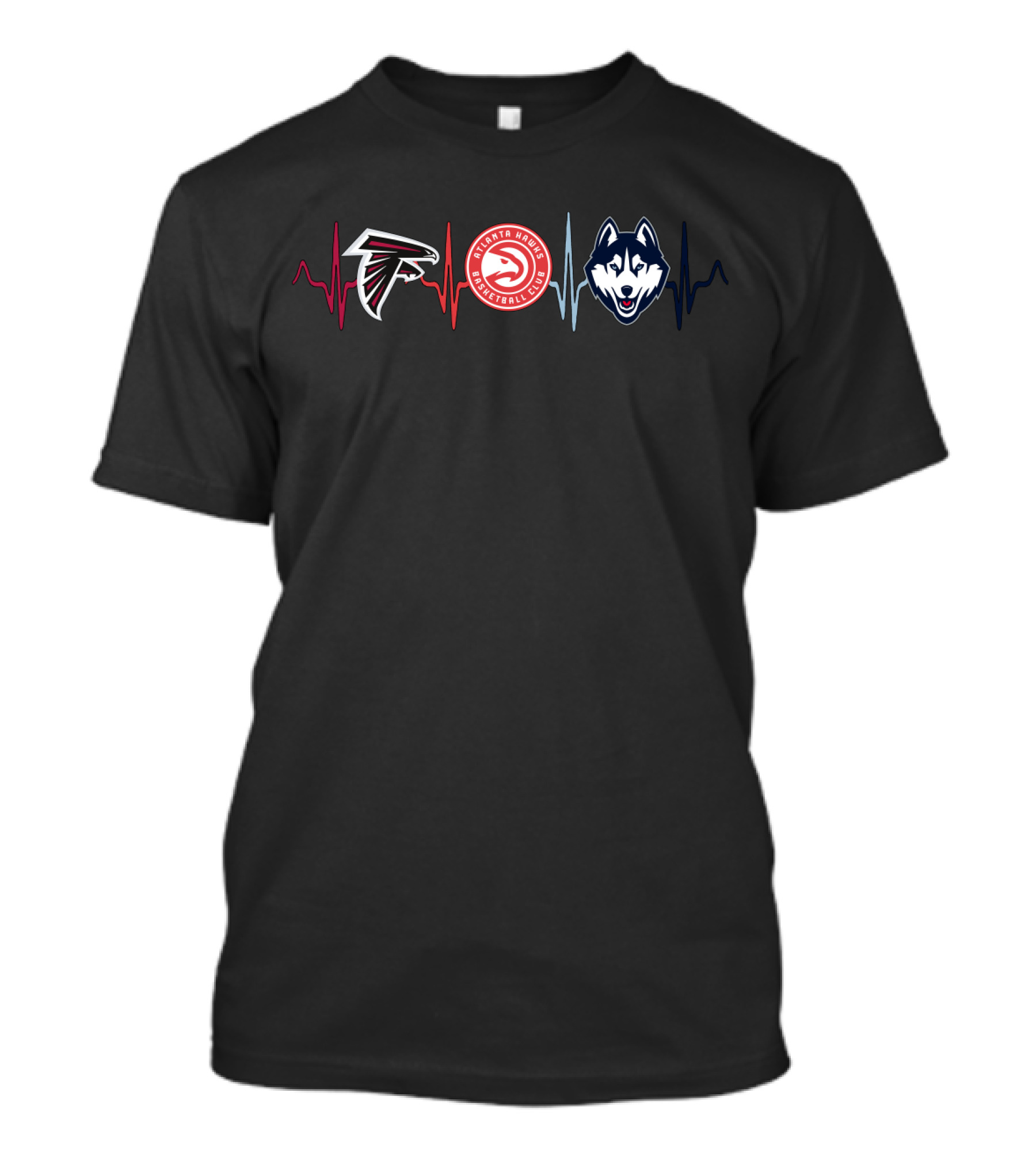 Atlanta Falcons Atlanta Hawks Uconn Huskies Heartbeat T-Shirt