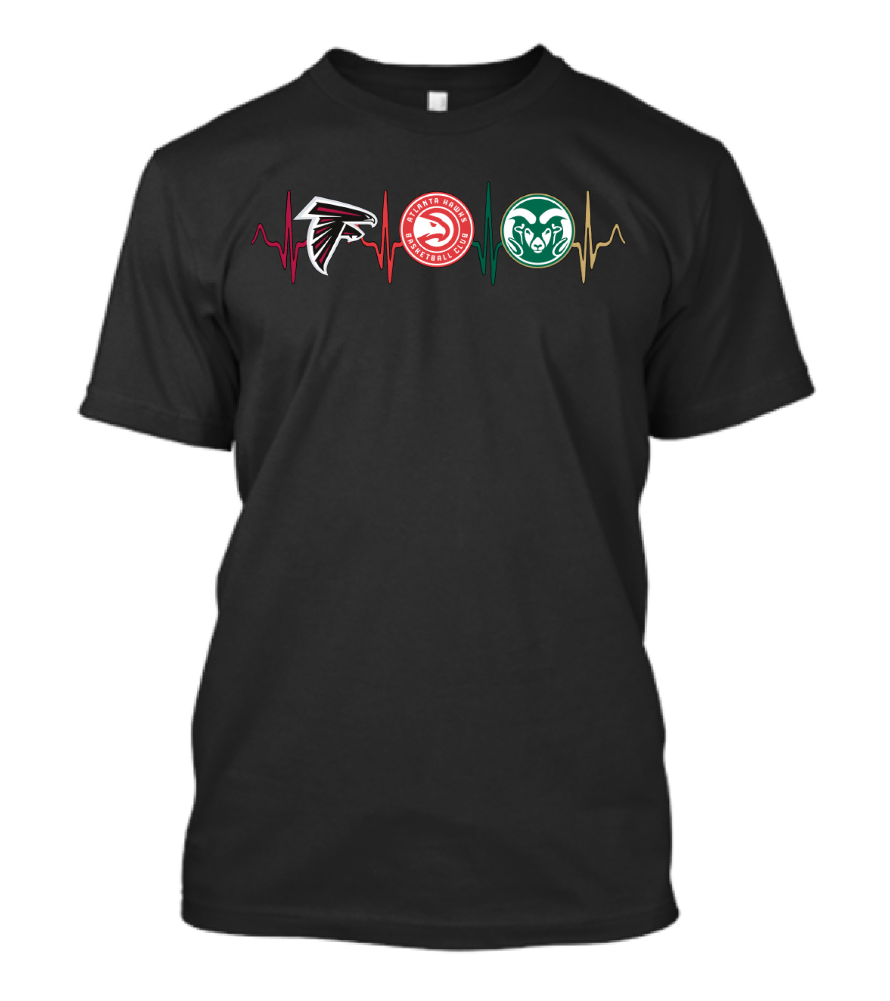 Atlanta Falcons Hawks Colorado State Rams Heartbeat T-Shirt