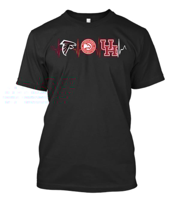 Atlanta Falcons Atlanta Hawks Houston Cougars Heartbeat T-Shirt