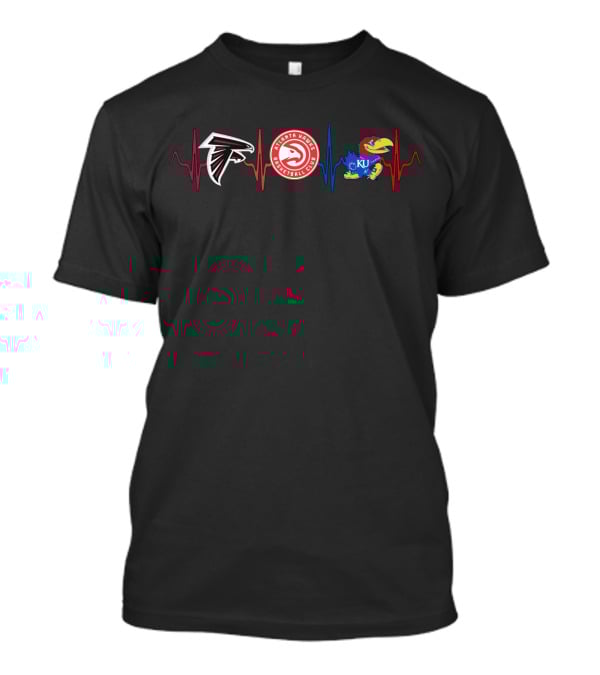 Atlanta Falcons And Hawks With Kansas Jayhawks Kj Ekg Line T-Shirt