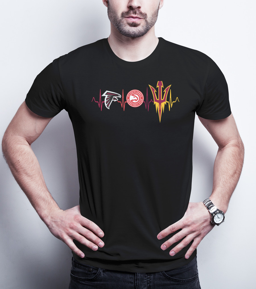 Atlanta Falcons Hawks Arizona State Sun Devils Heartbeat T-Shirt