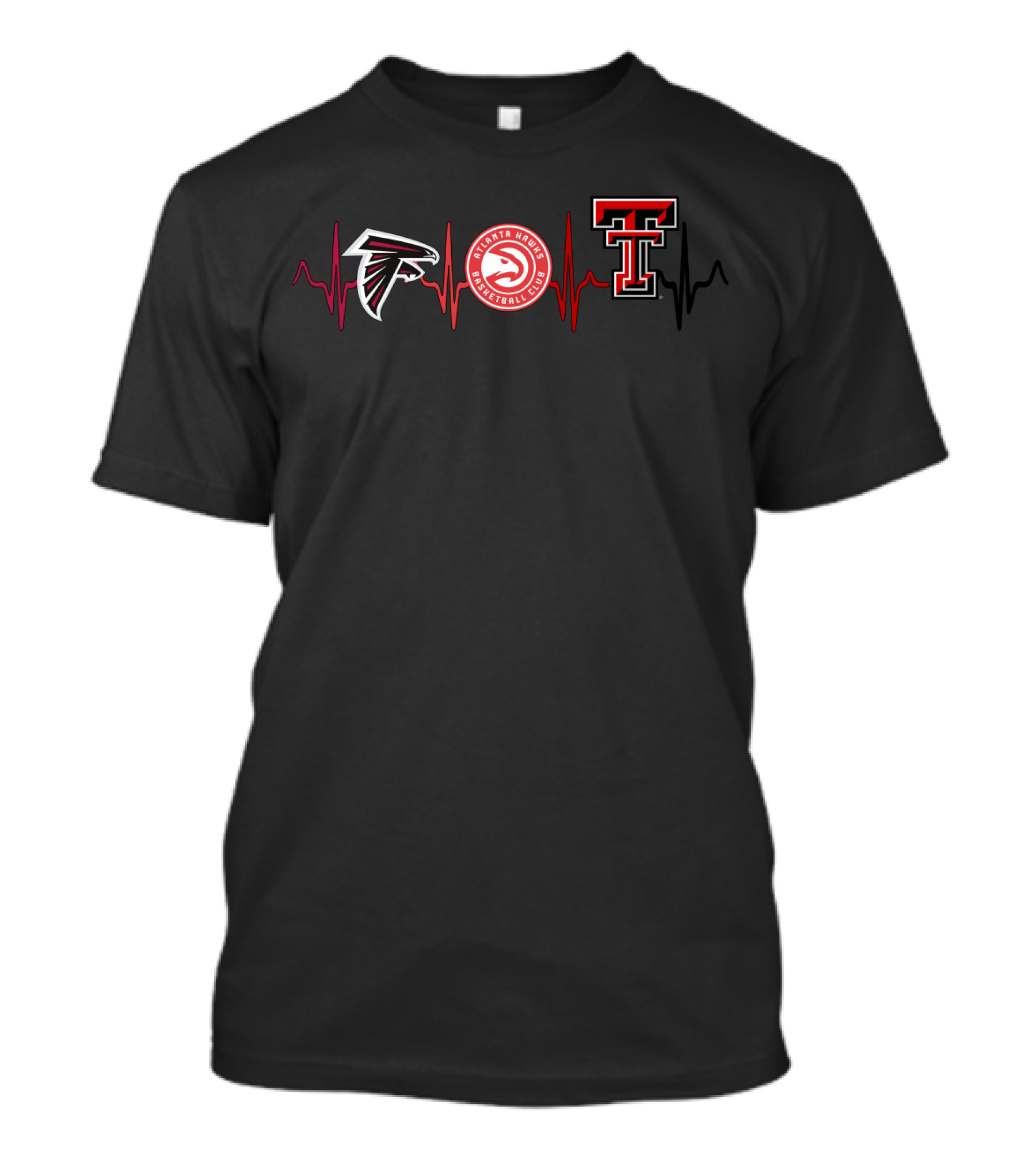 Atlanta Falcons Atlanta Hawks Texas Tech Red Raiders Heartbeat T-Shirt