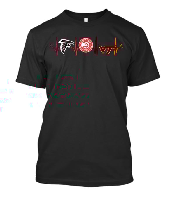 Atlanta Falcons Hawks Basketball Vt Hokies Heartbeat T-Shirt