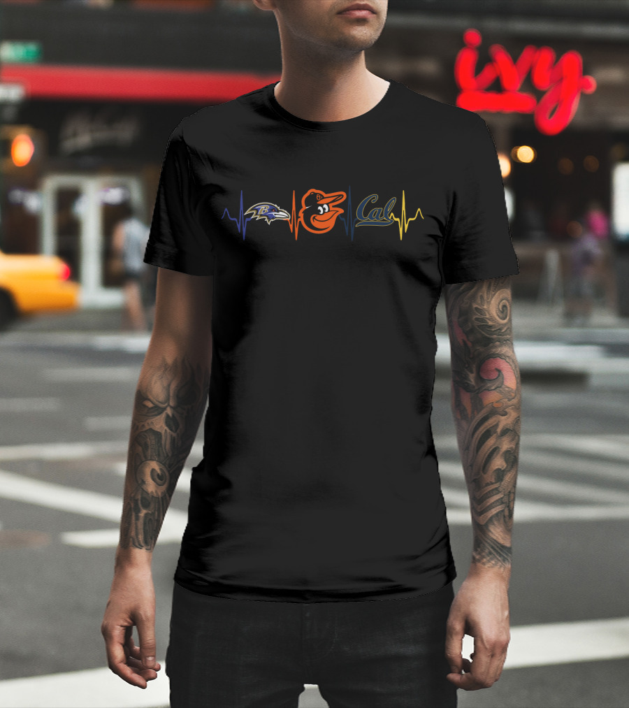 Love Ravens Baltimore Orioles Cal Heartbeat Cgb T-Shirt