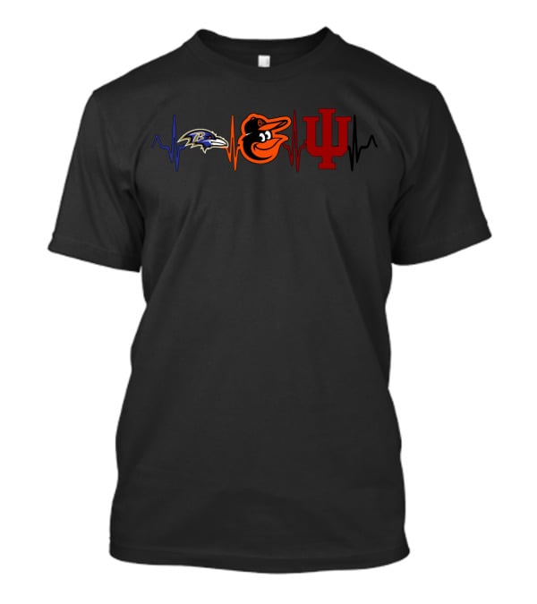 Baltimore Ravens Baltimore Orioles Indiana Hoosiers Heartbeat T-Shirt