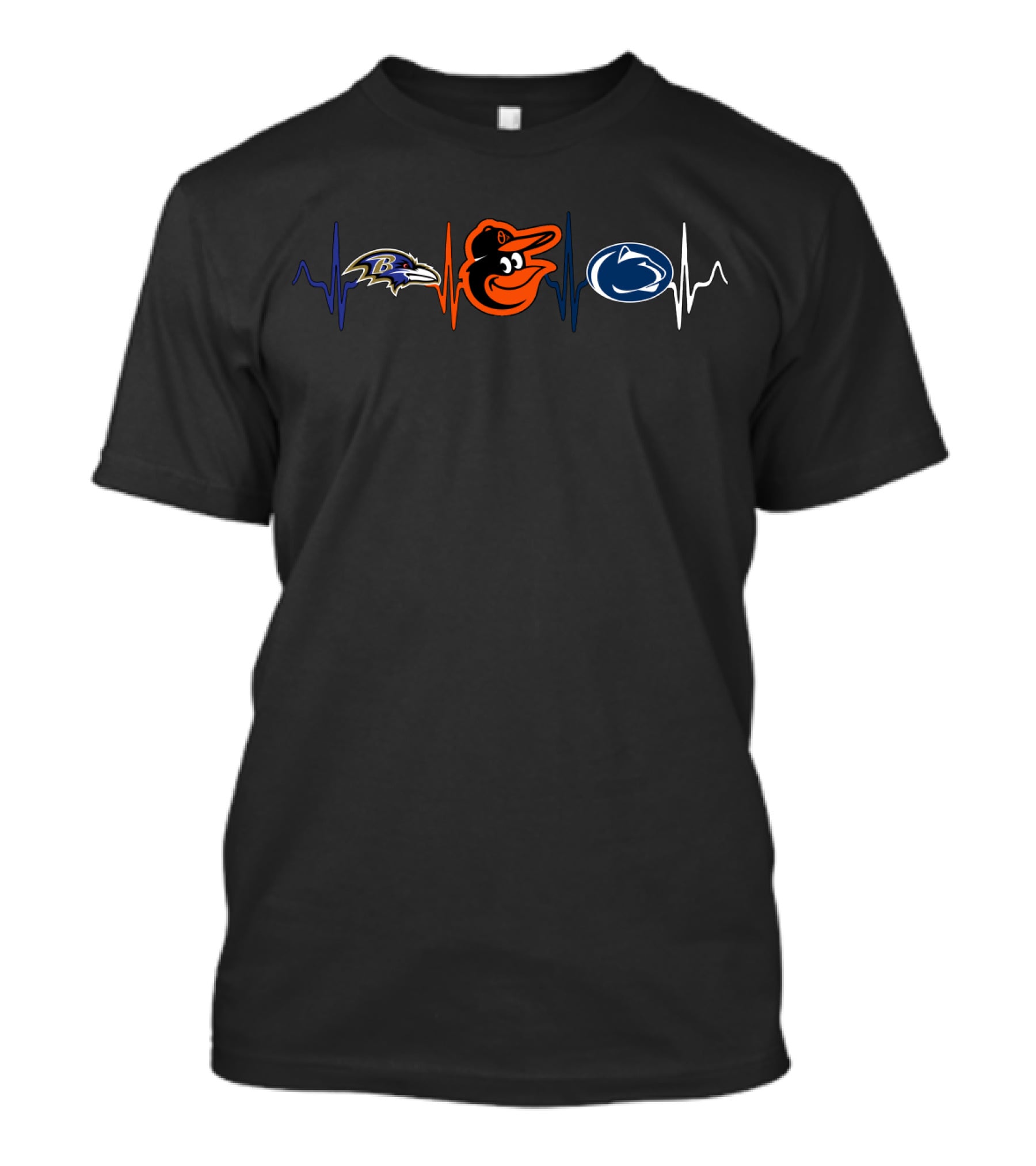 Baltimore Ravens Orioles Penn State Heartbeat T-Shirt
