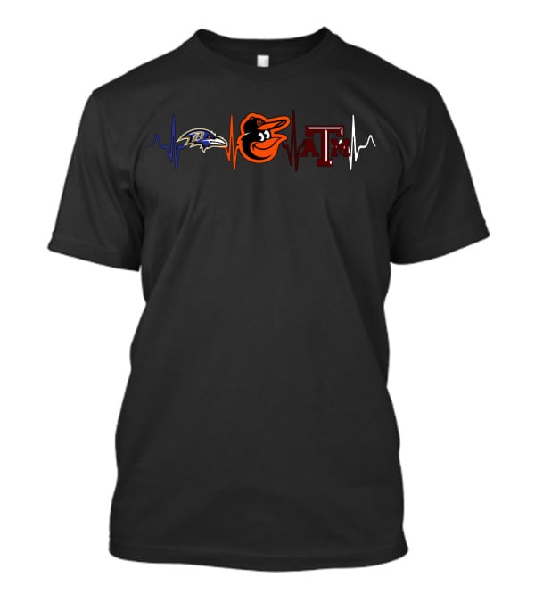 Baltimore Ravens Orioles Texas A&M Heartbeat T-Shirt