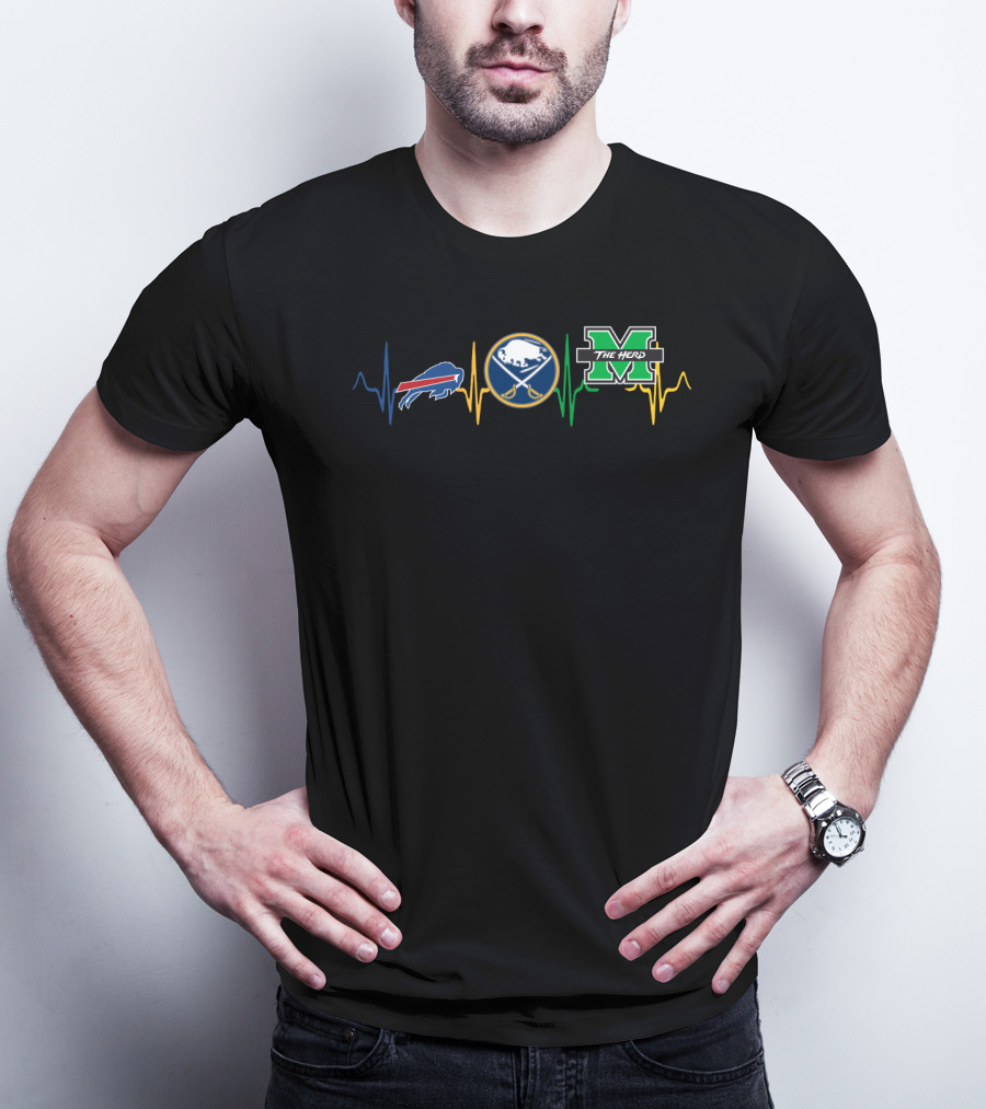 Buffalo Bills Sabres Marshall The Herd Heartbeat T-Shirt