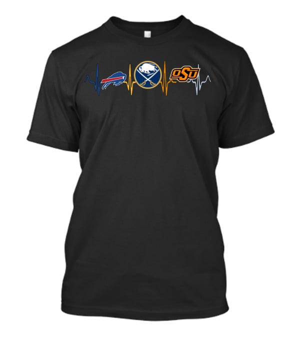 Buffalo Bills Sabres Osu Heartbeat Logo Combination T-Shirt