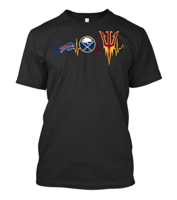 Buffalo Bills And Sabres Heartbeat With Arizona State Sun Devils T-Shirt