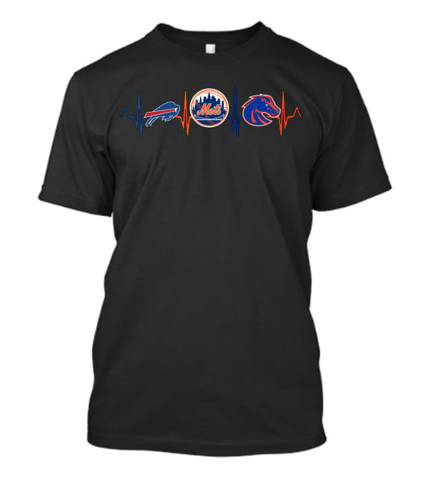 Buffalo Bills New York Mets Boise State Broncos Heartbeat T-Shirt