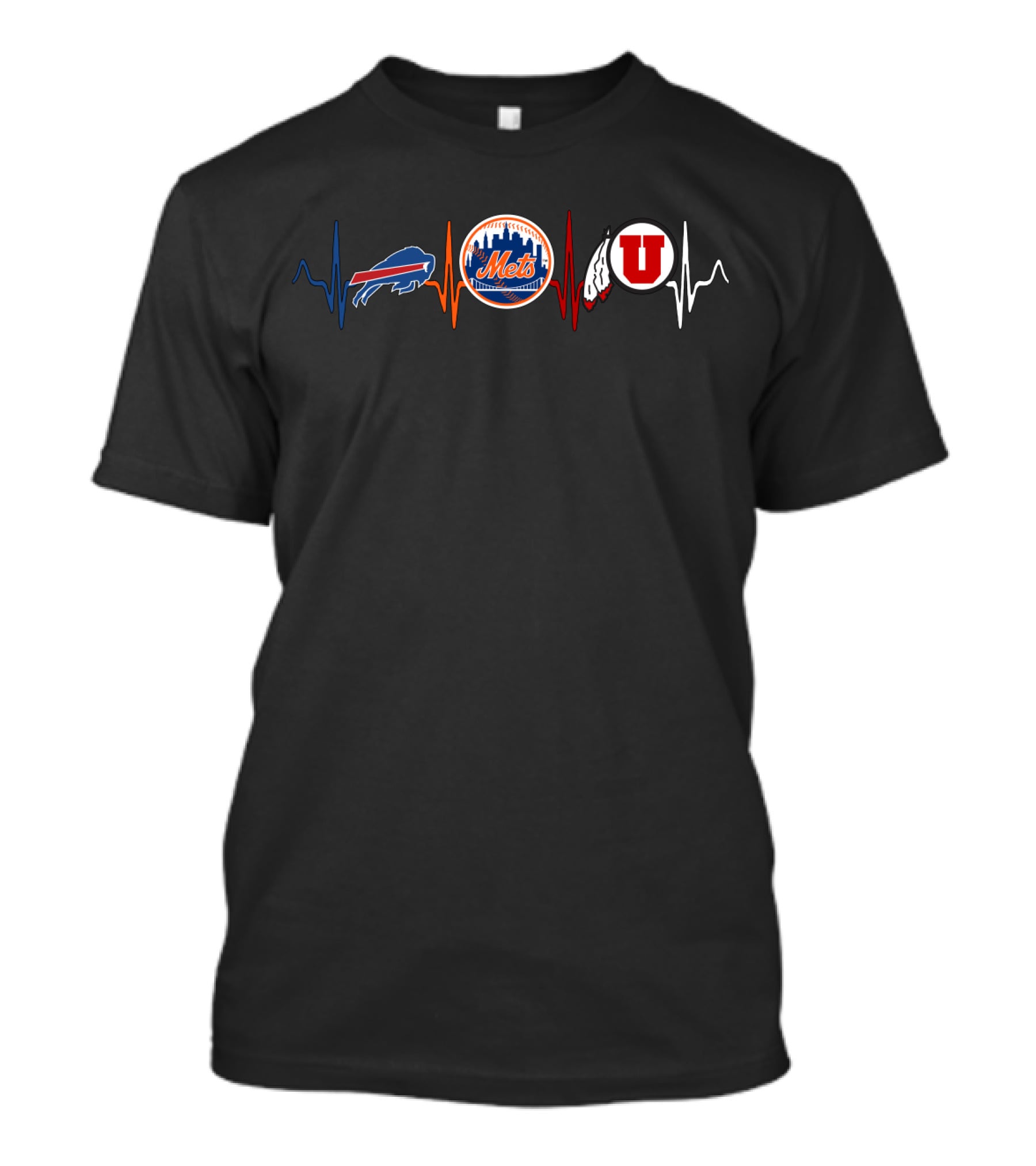 Buffalo Bills New York Mets Utah Utes Heartbeat T-Shirt