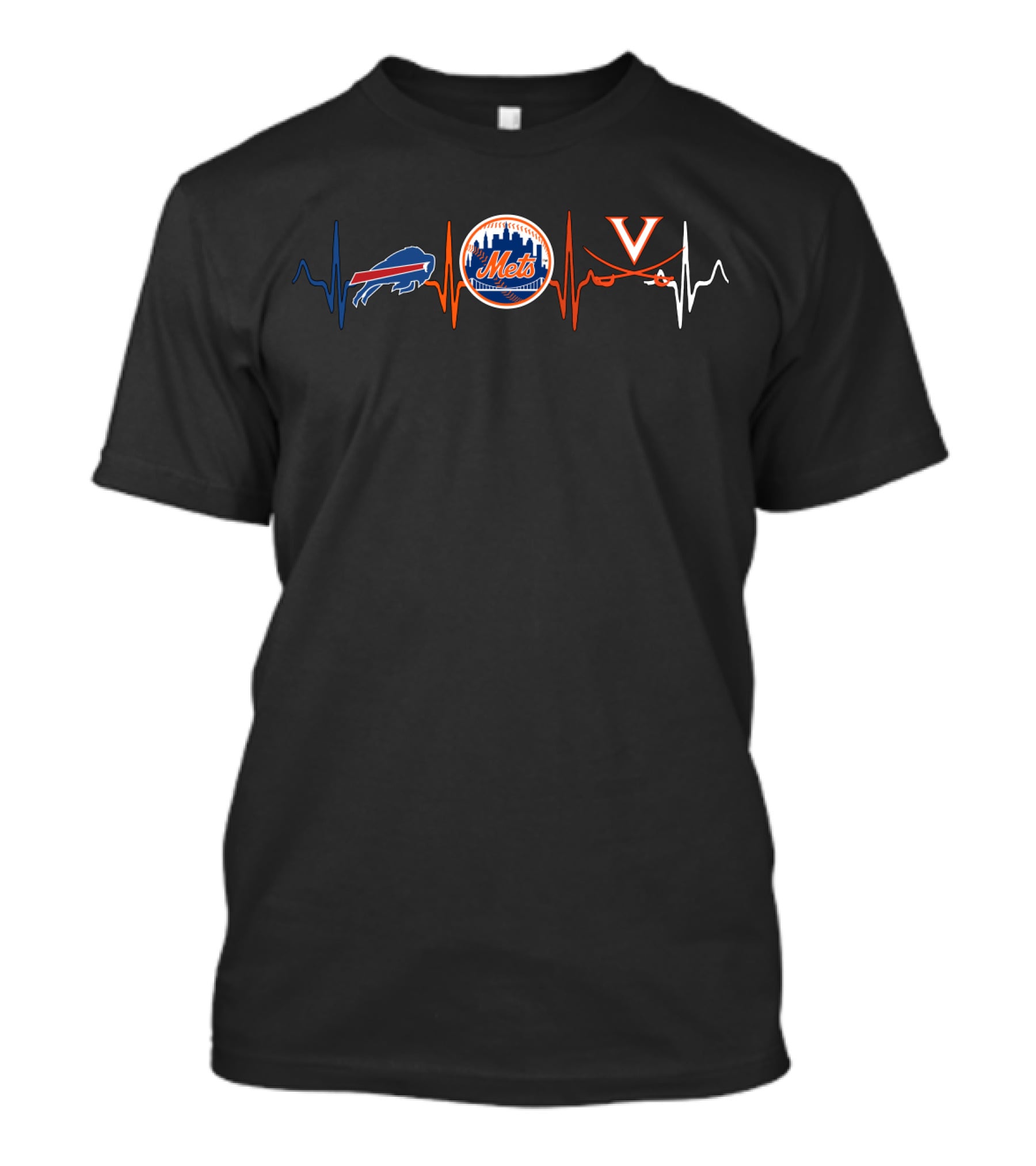 Buffalo Bills New York Mets Virginia Cavaliers Heartbeat T-Shirt