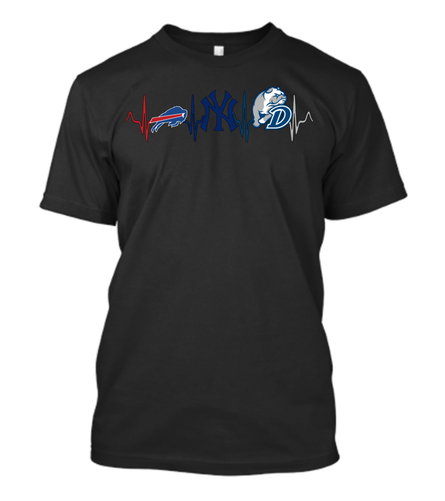 Buffalo Bills New York Yankees Db Bulldog Heartbeat T-Shirt